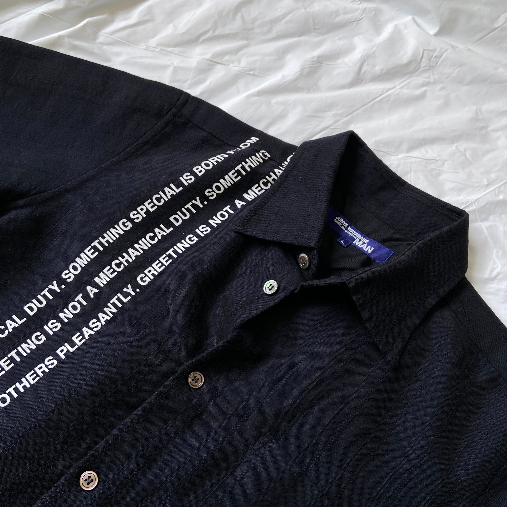 Junya Watanabe ss02 poem shirt L – Dusty Archive